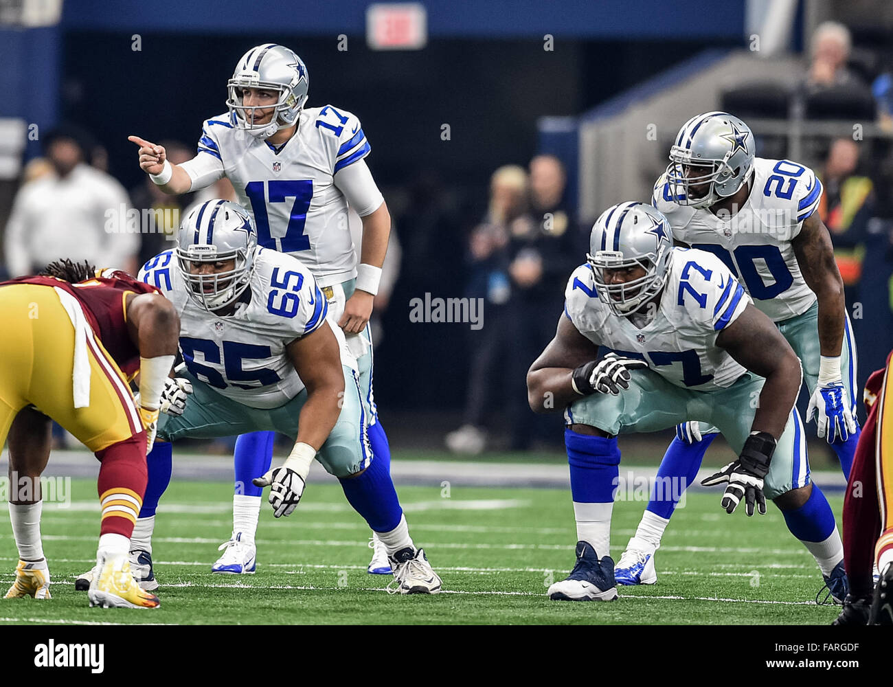 January 3rd, 2016:.Dallas Cowboys quarterback Kellen Moore (17) checks ...