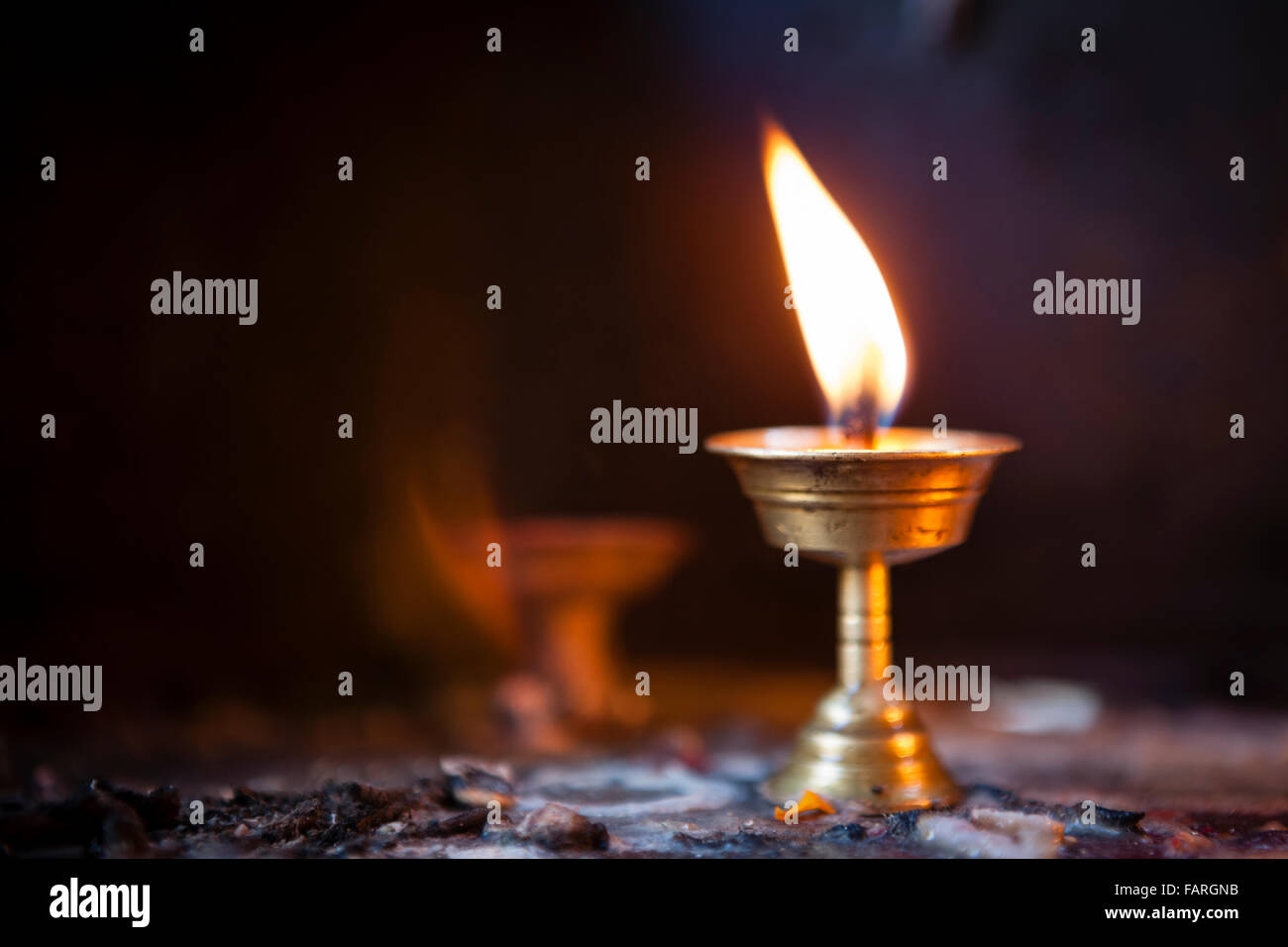 Devotional butter lamp at temple. Kathmandu. Nepal Stock Photo - Alamy