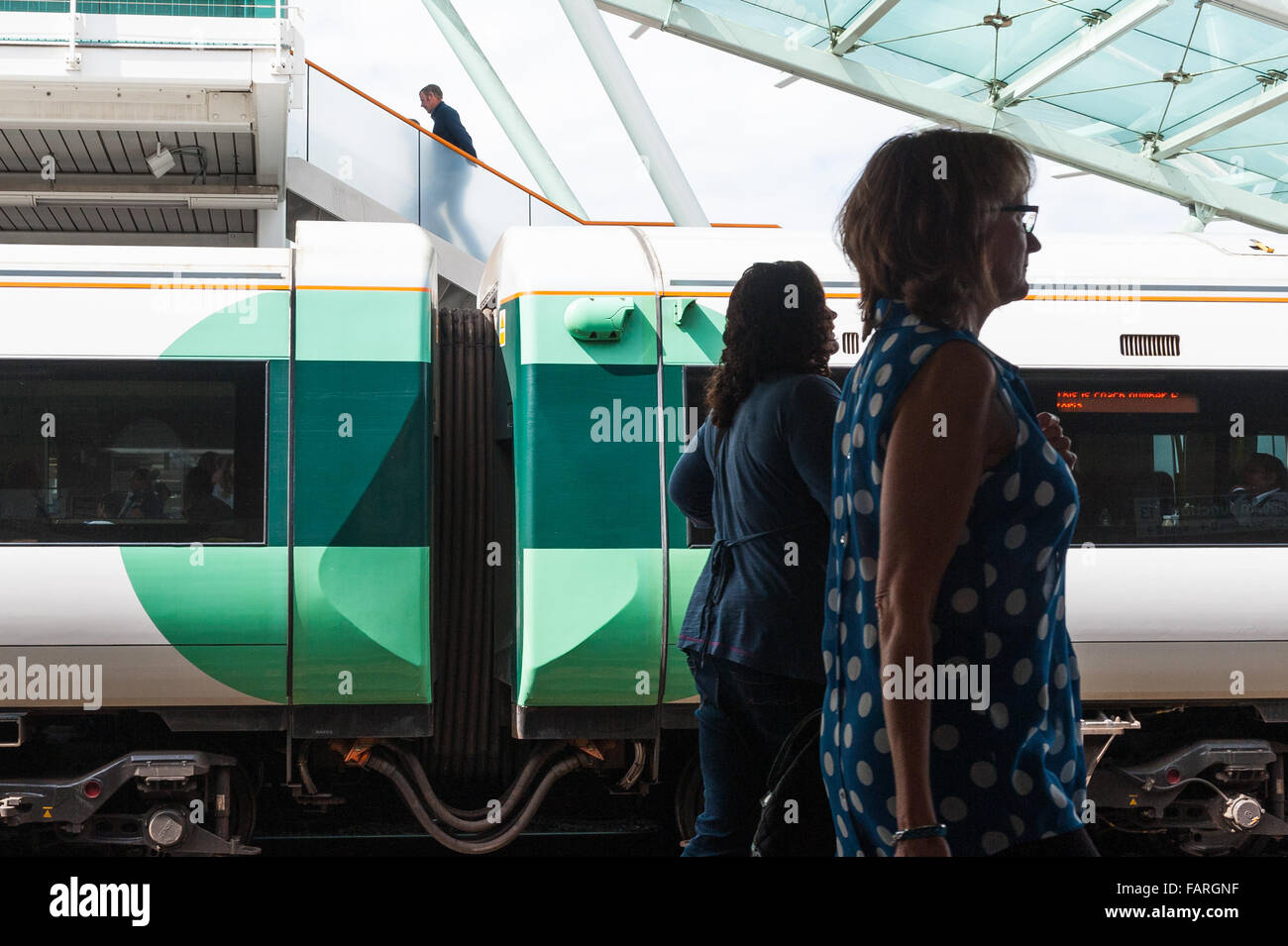 Train pulling into Clapham Junction train Station, London, England, UK ...