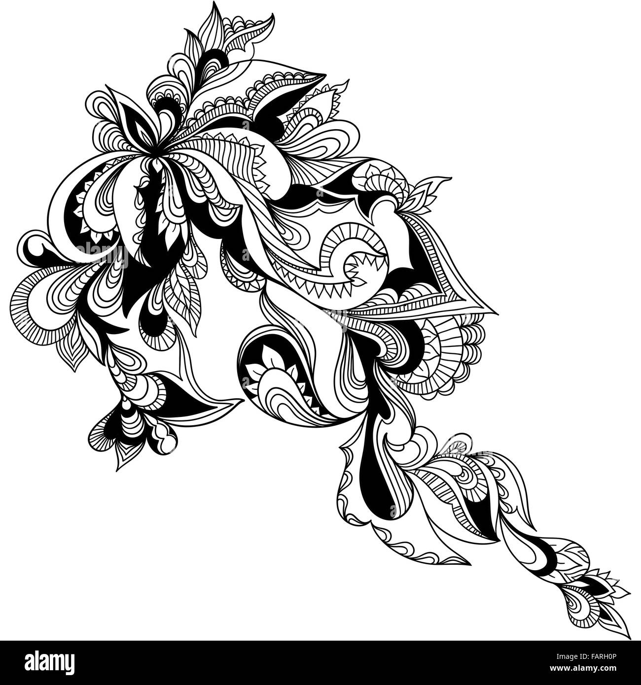 Floral paisley decor flowers Black and White Stock Photos & Images - Alamy