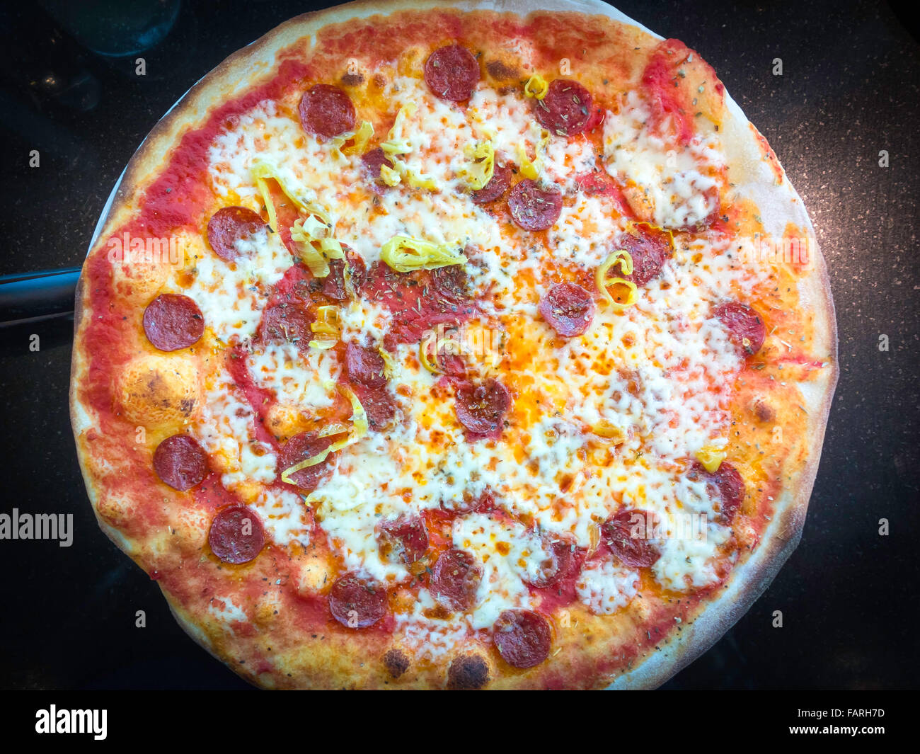 American Hot Pizza in Express restaurant with Pepperoni mozzarella ...