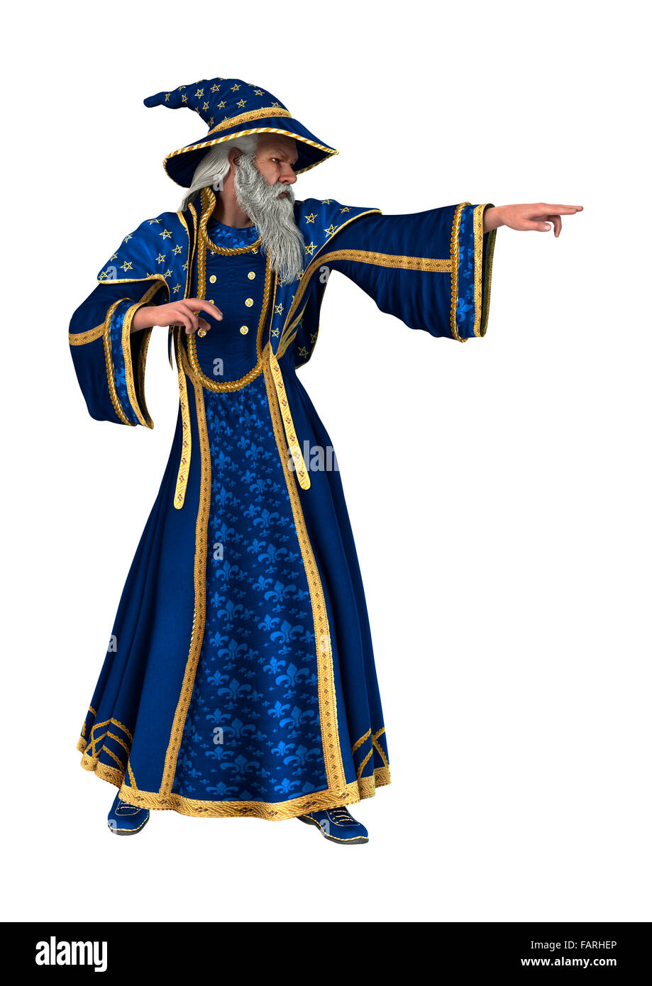 3D digital render of a fantasy wizard isolated on white background ...