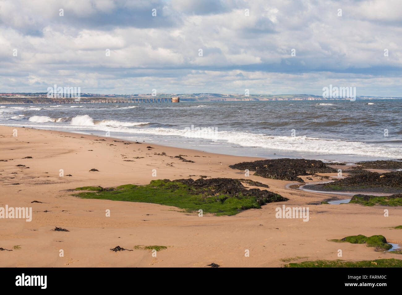 A scenic view of the Headland at Hartlepool,England with Steetley Pier ...