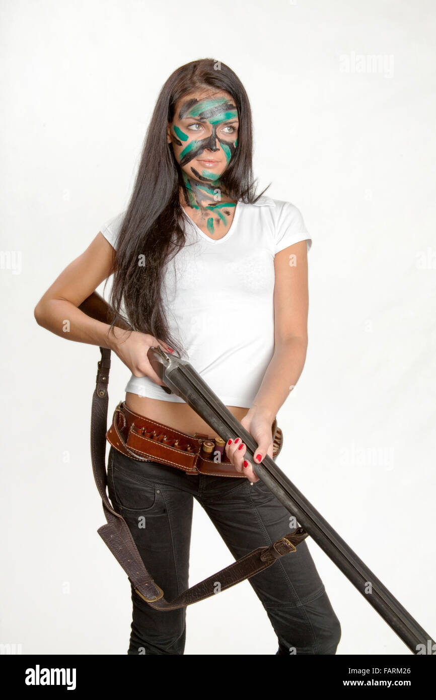 a young girl and gun Stock Photo - Alamy