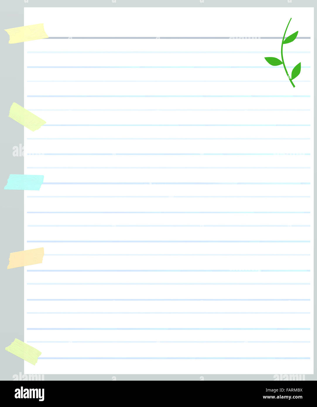 A Sheet of Lined Paper with Masking Tape, add your own text Stock Photo ...