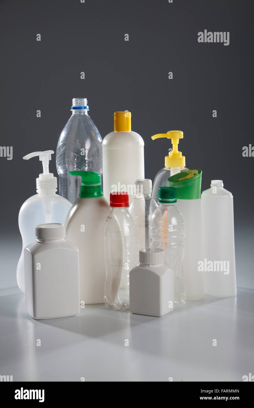 Various packages for liquid products-isolated on plain background Stock ...