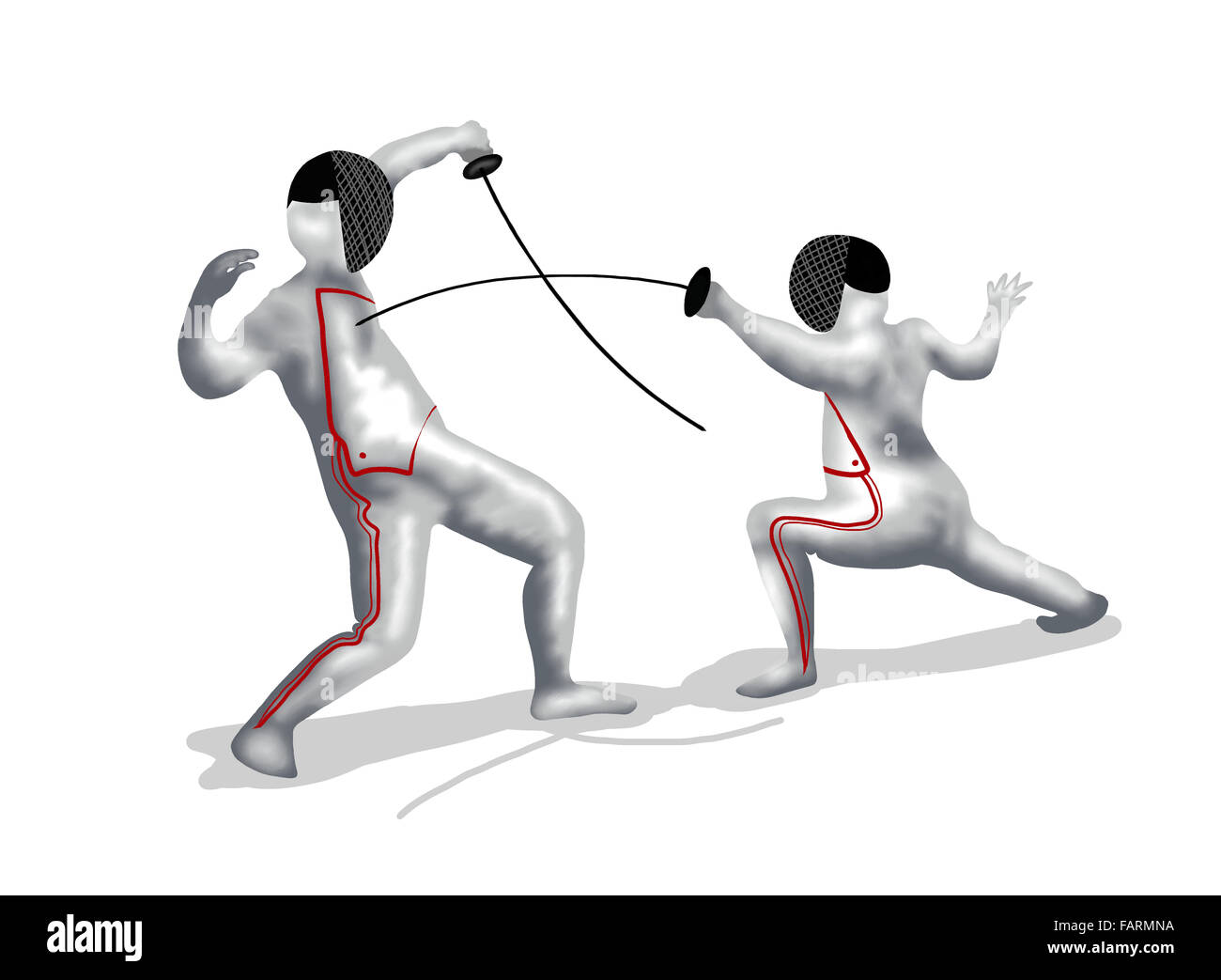Two people fencing Cut Out Stock Images & Pictures - Alamy