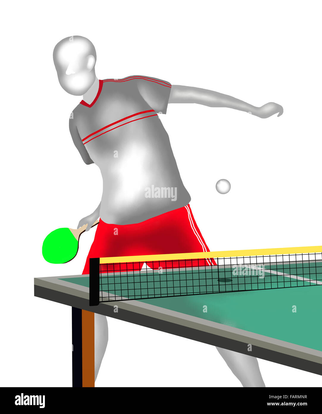 Table Tennis : Font view of Professional Table Tennis Player Hitting A ...