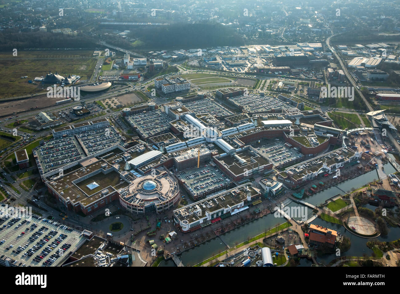 Aerial view, shopping mall CentrO Oberhausen, shopping mall, largest ...