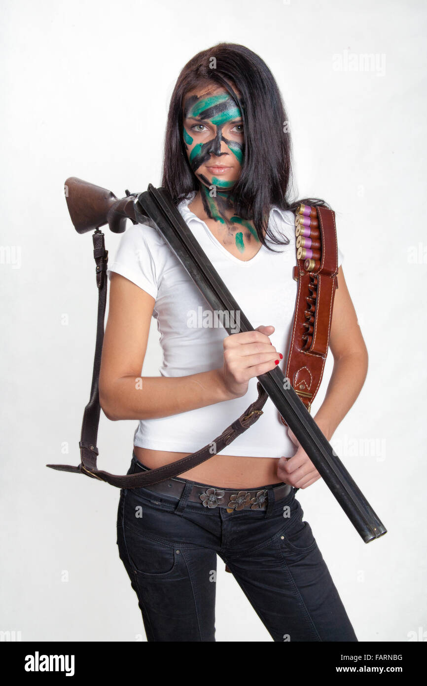 a young girl and gun Stock Photo - Alamy