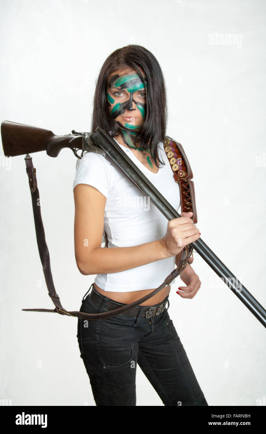 a young girl and gun Stock Photo - Alamy