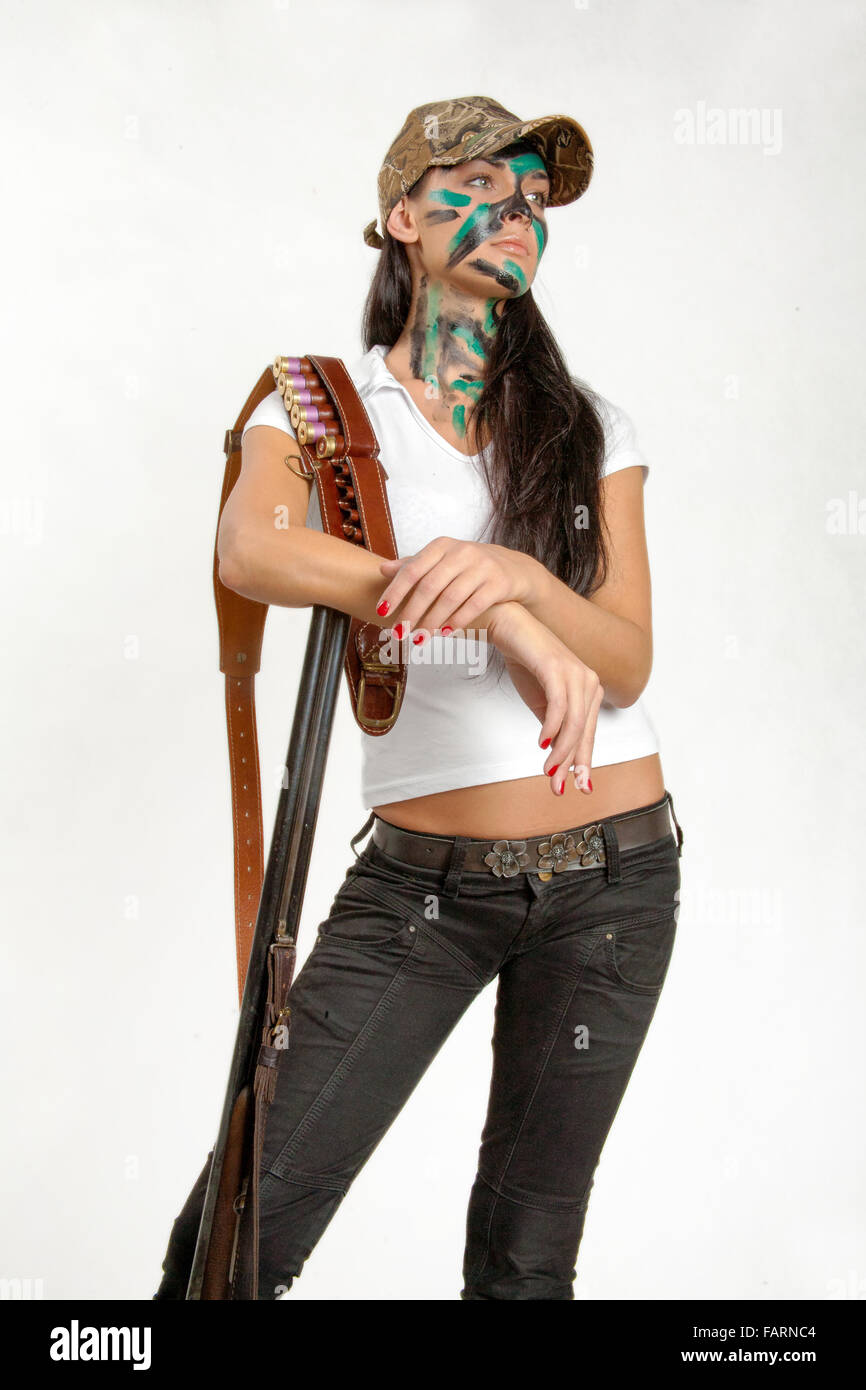 a young girl and gun Stock Photo - Alamy