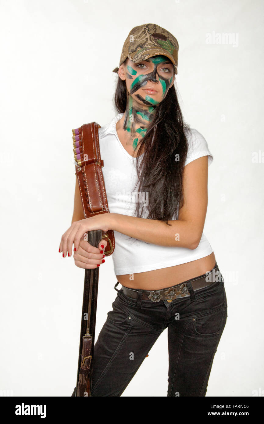 a young girl and gun Stock Photo - Alamy