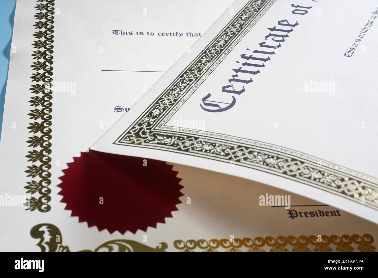 Official black certificate blue hi-res stock photography and images - Alamy