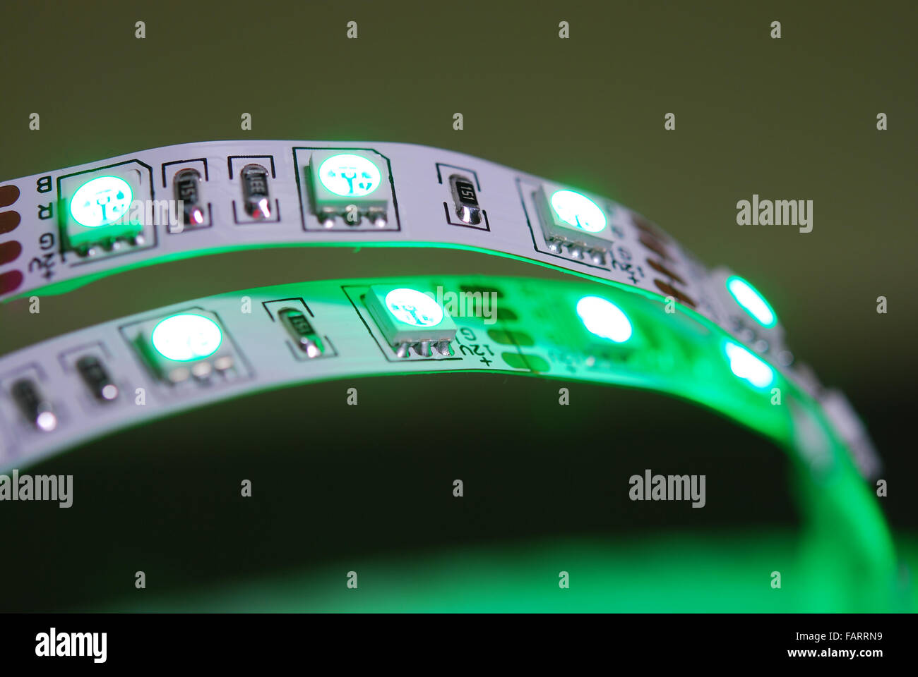Green led strip on the black background Stock Photo - Alamy