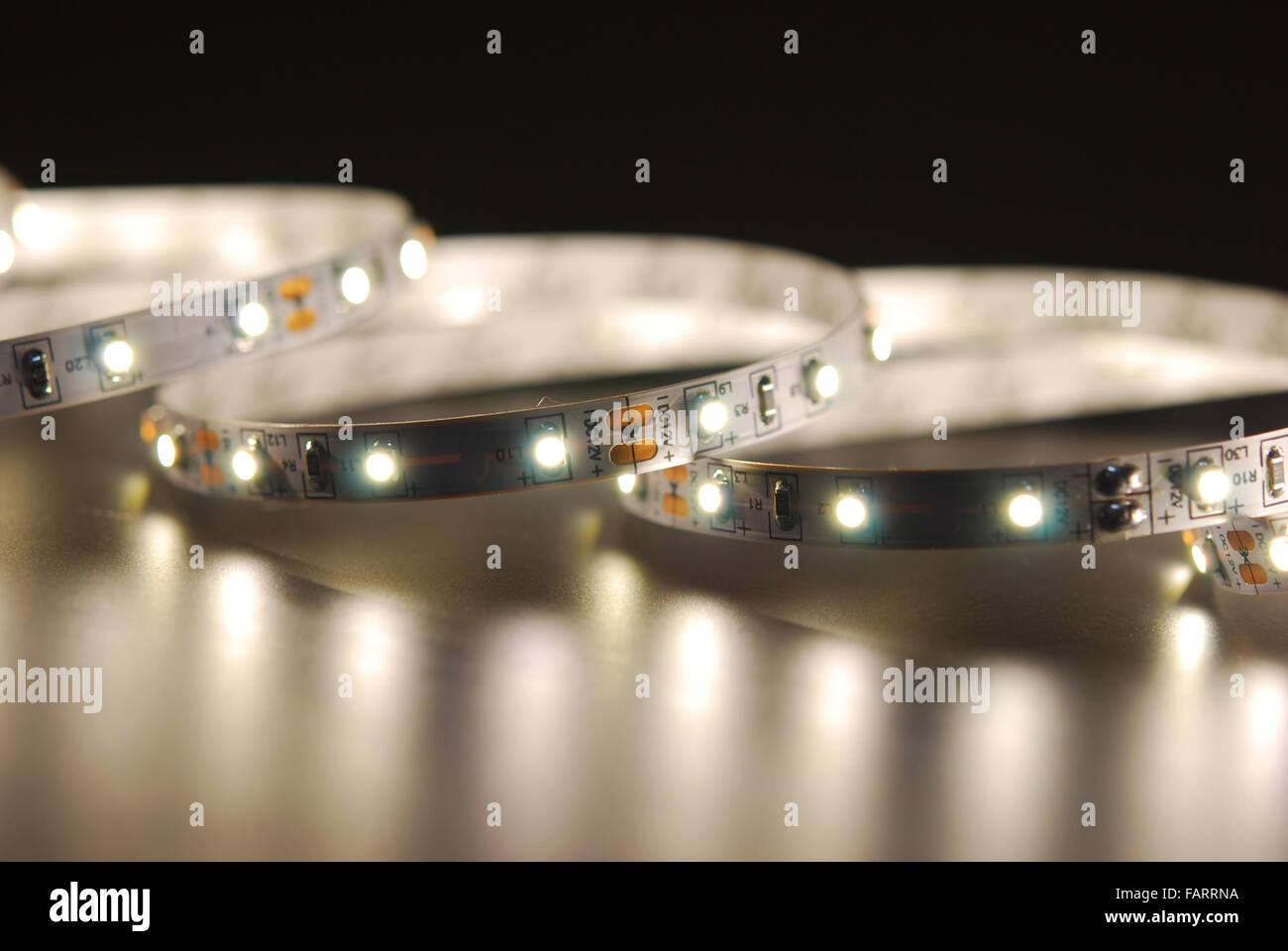 Led strip on the black background Stock Photo - Alamy