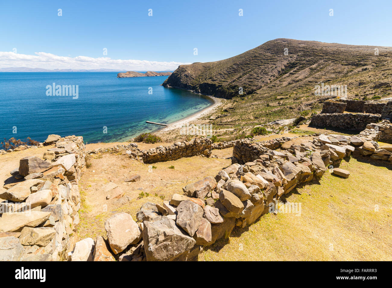 Ancient Inca labyrinth like settlement, called Chinkana, with scenic ...