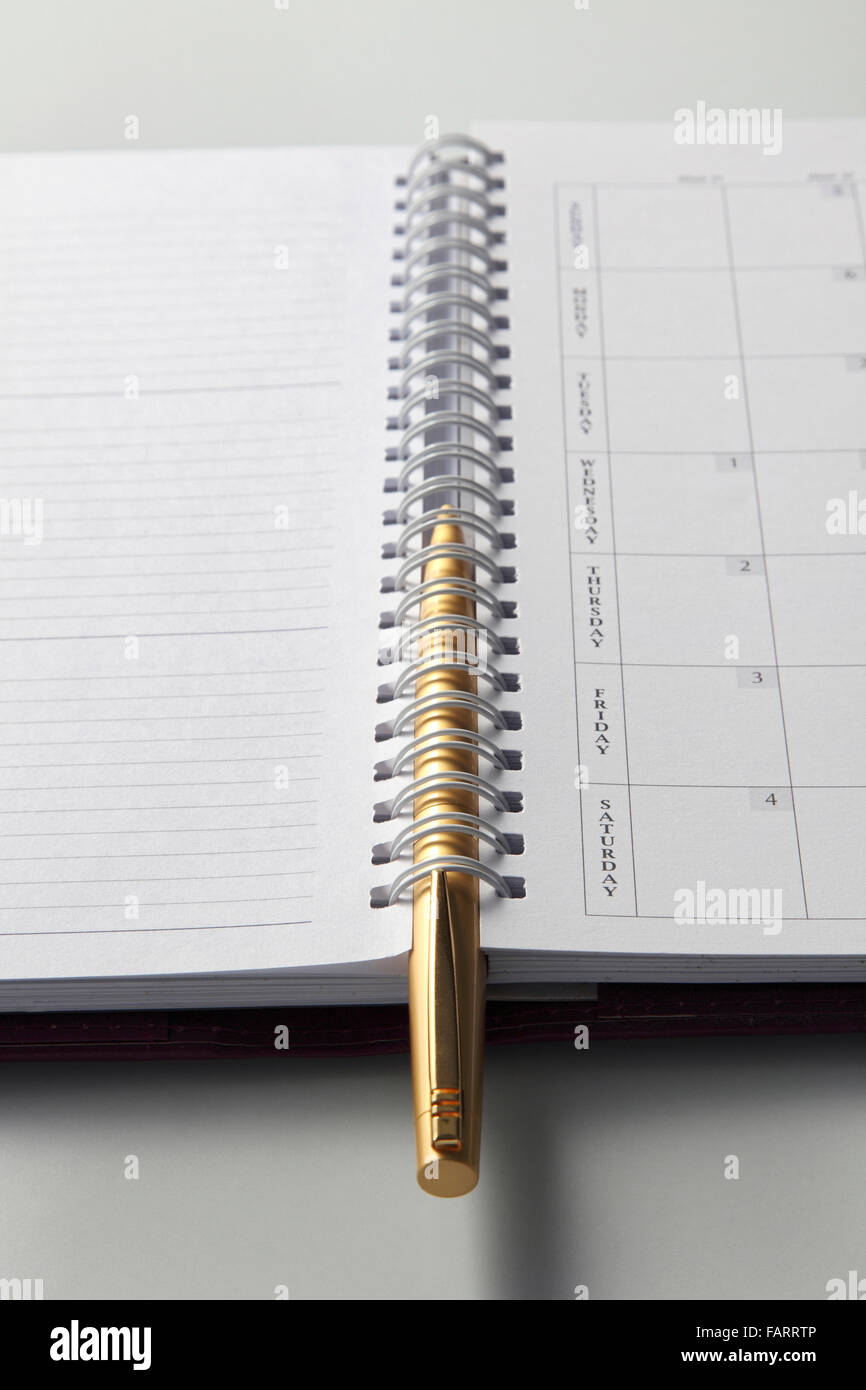 close up of pen and blank organizer Stock Photo - Alamy