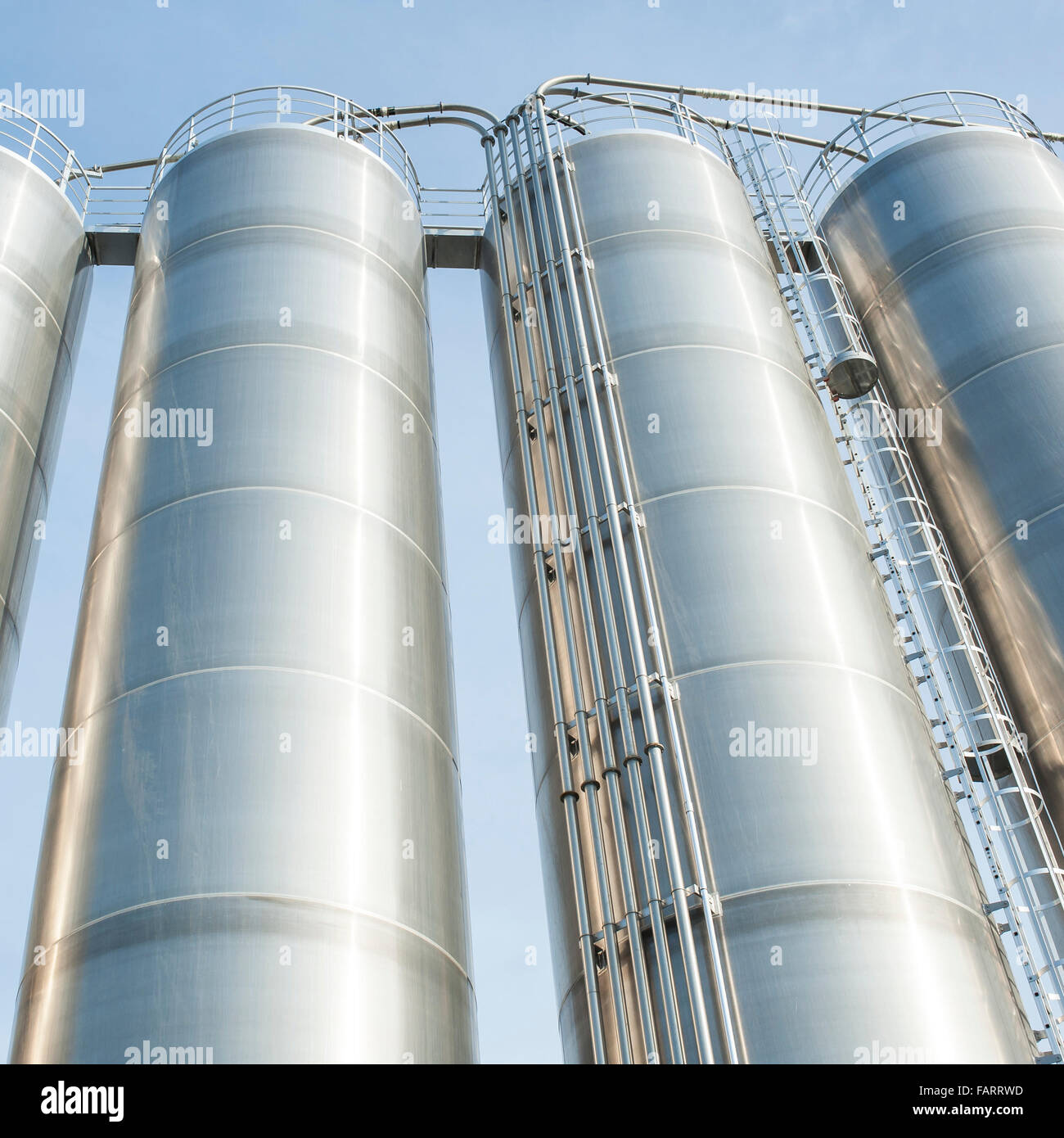Industrial silos for chemical production, by stainless steel Stock ...