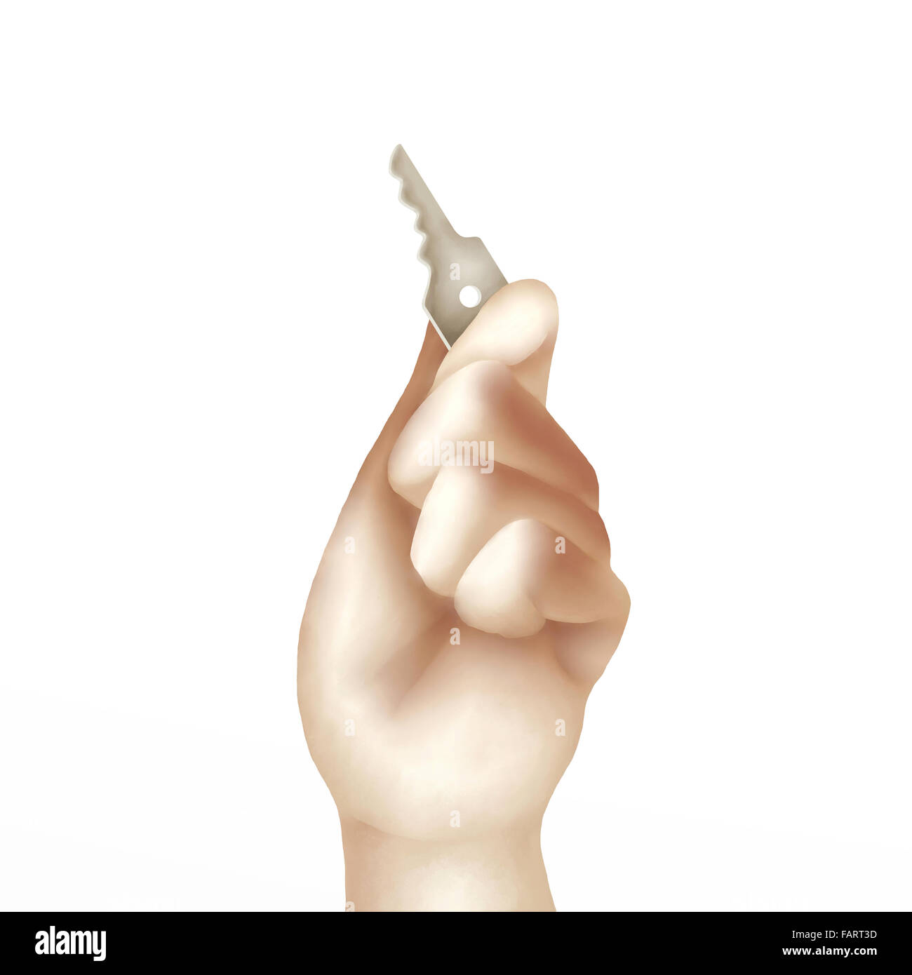 Hand Drawing, Close Up Success Key in A Hand, Isolated on White ...