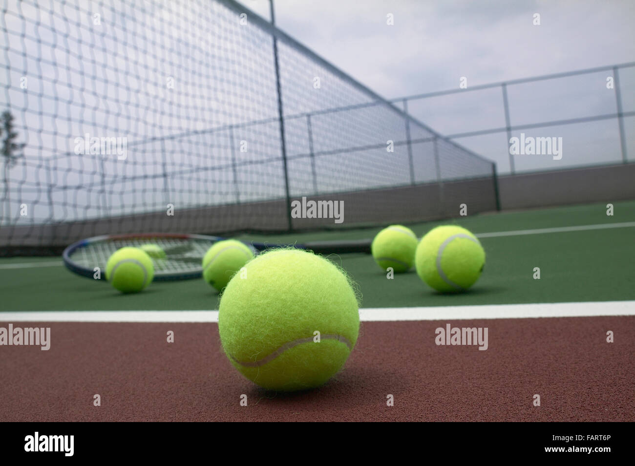 tennis ball near the base line Stock Photo - Alamy