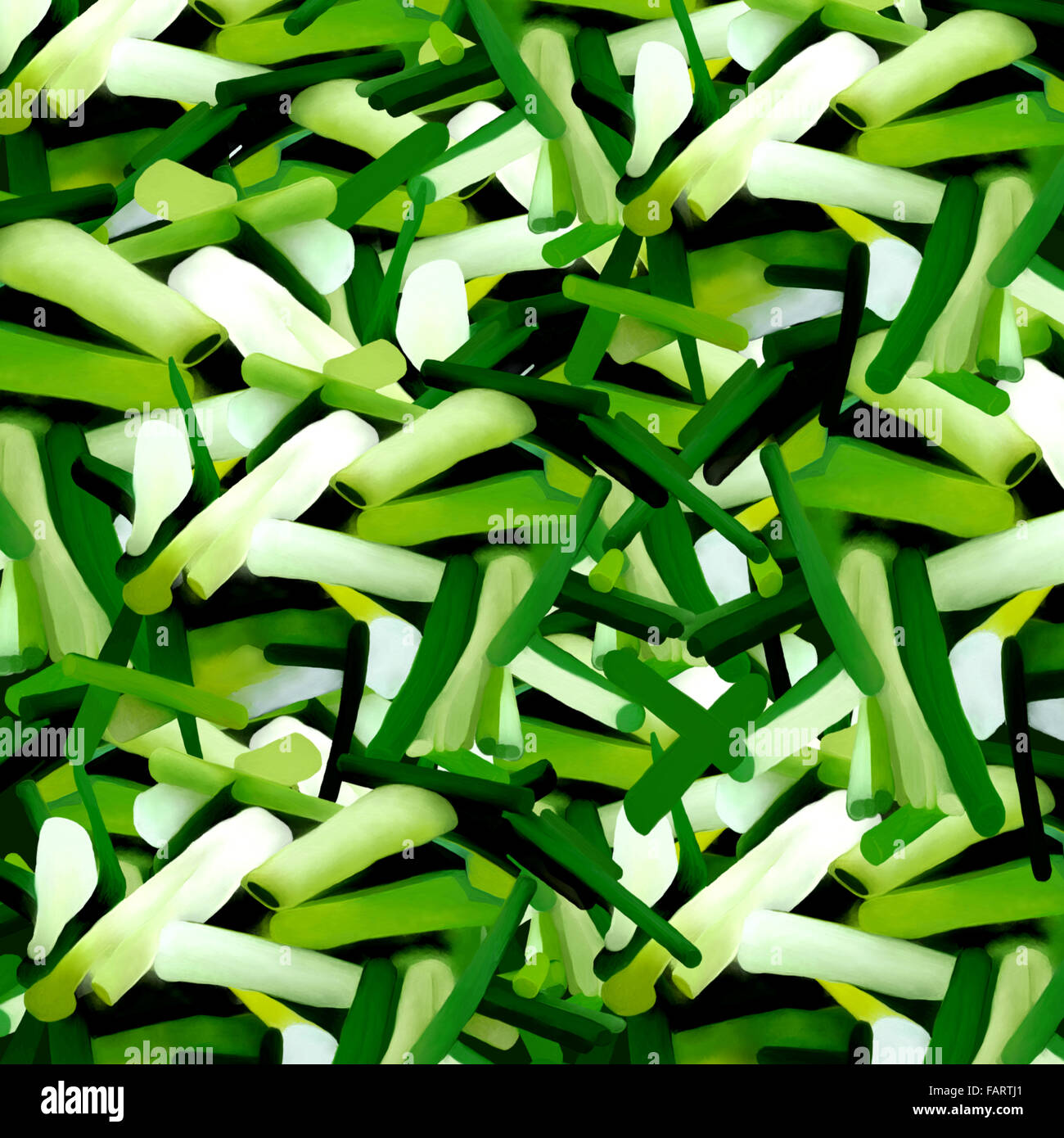 Hand Drawing of Fresh of Slices and Diced Green Scallions Spring Onions ...