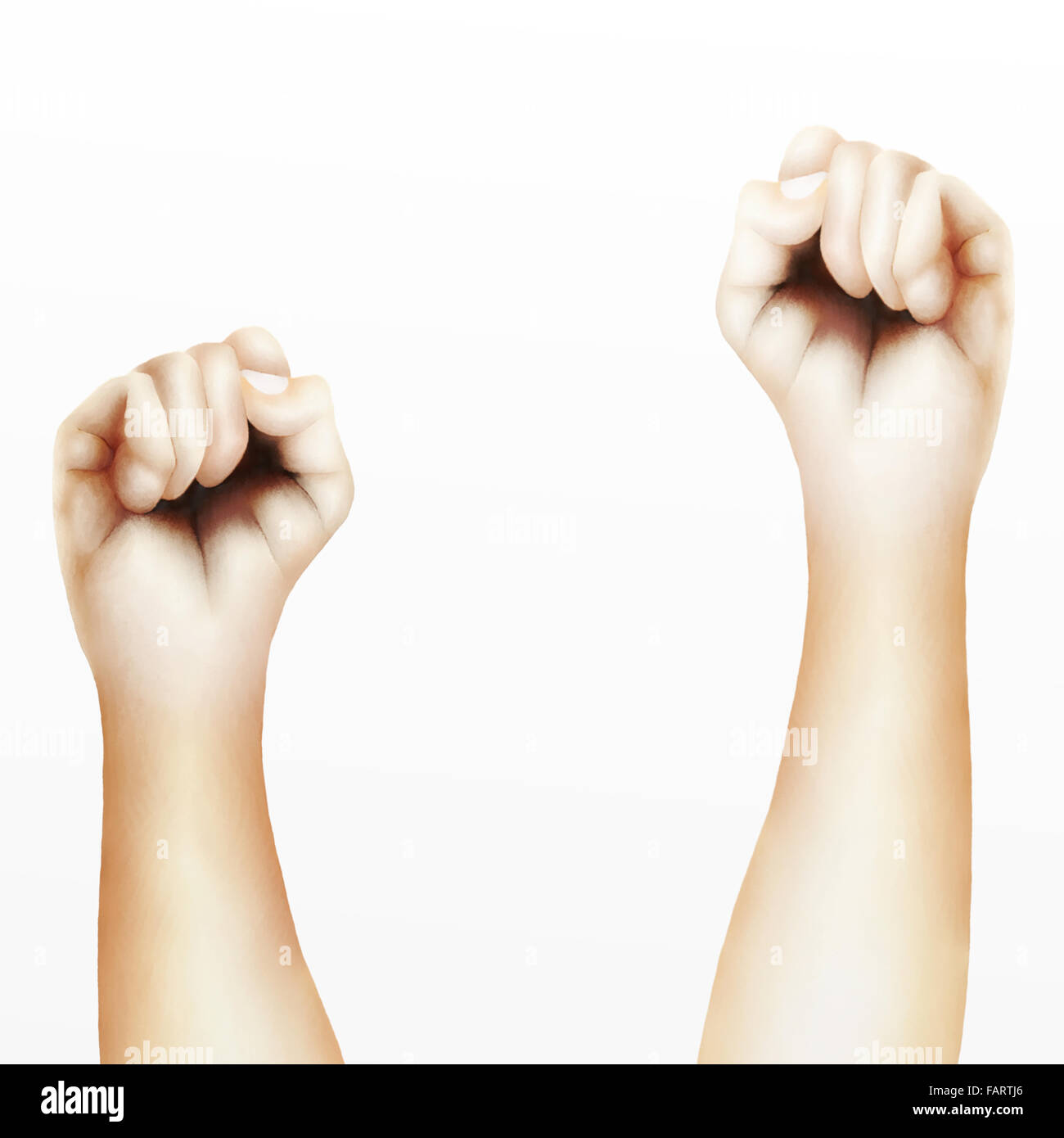 Two Clenched Fists Raised Up in The Air, Showing Success, Victory ...