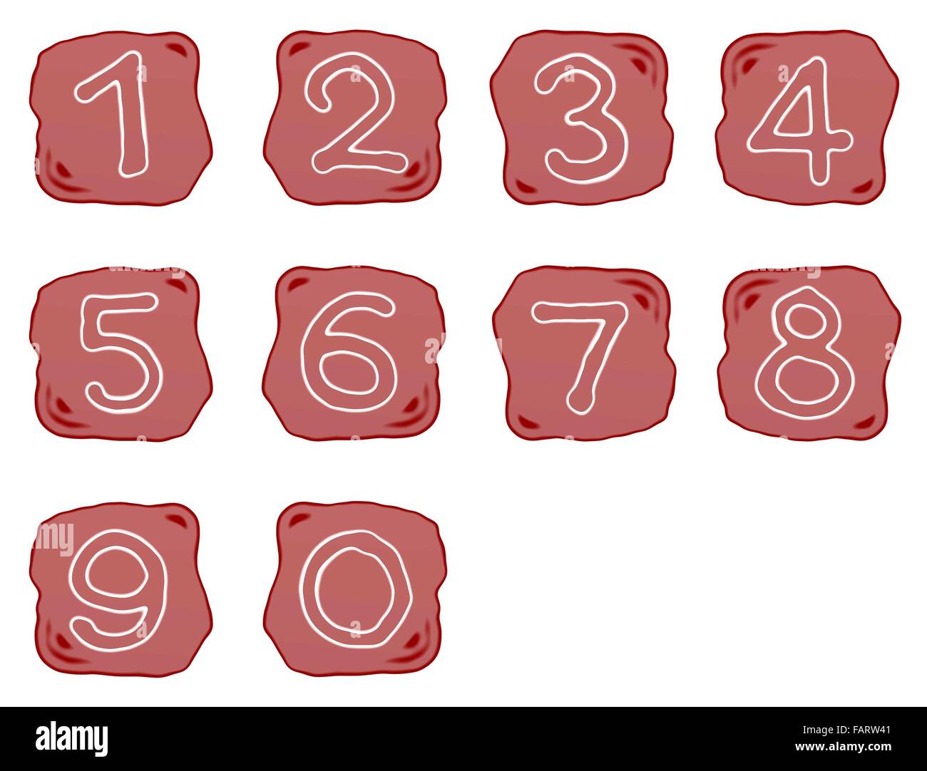 Alphabet Numbers, A Reddish Brown of Rock Art with White of Arabic ...