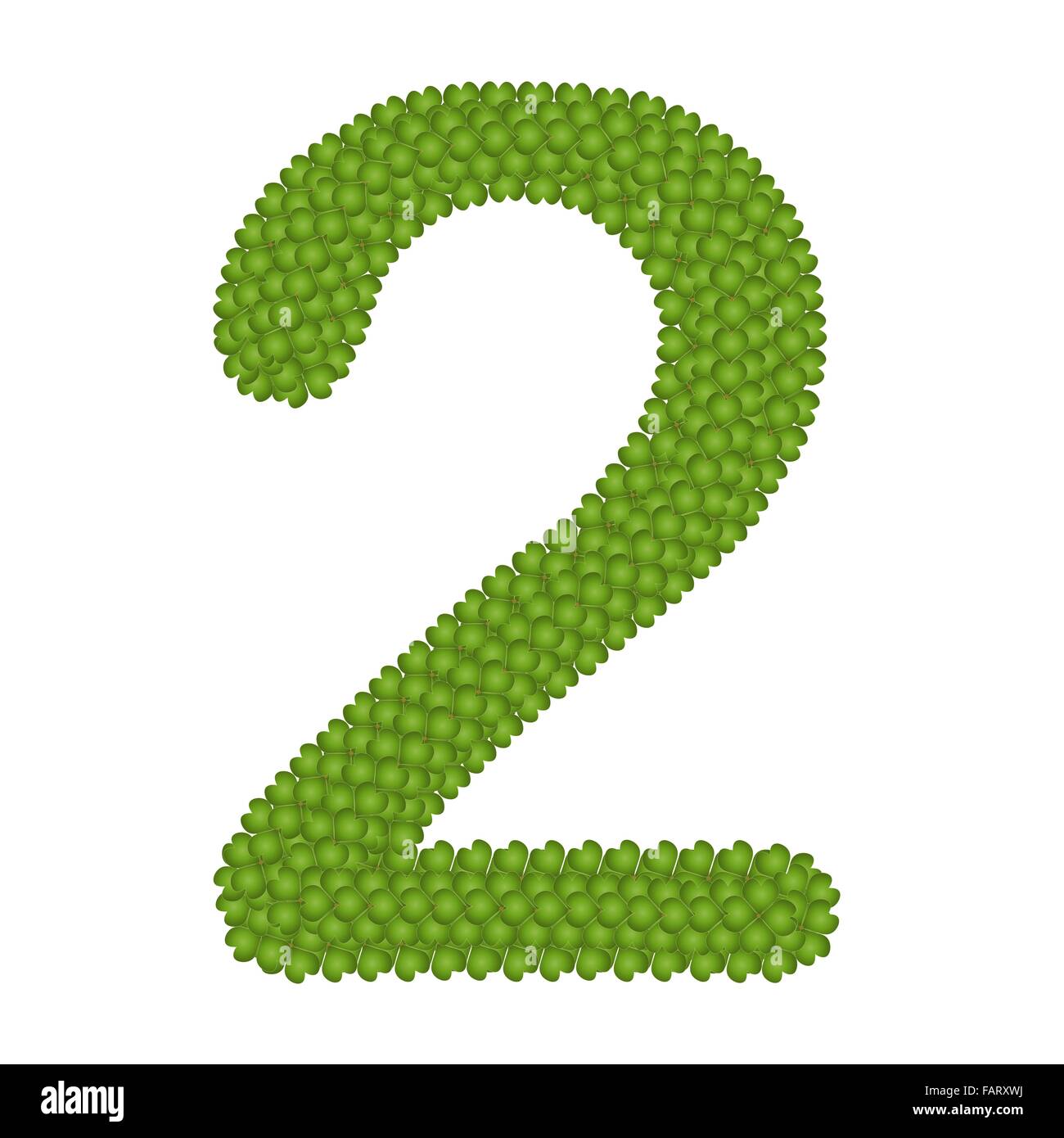 Alphabet Numbers, Four Leaf Clover with Arabic Numbers Two Isolated on ...
