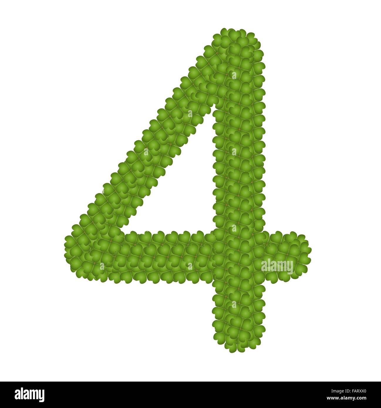Alphabet Numbers, Four Leaf Clover with Arabic Numbers Four Isolated on ...