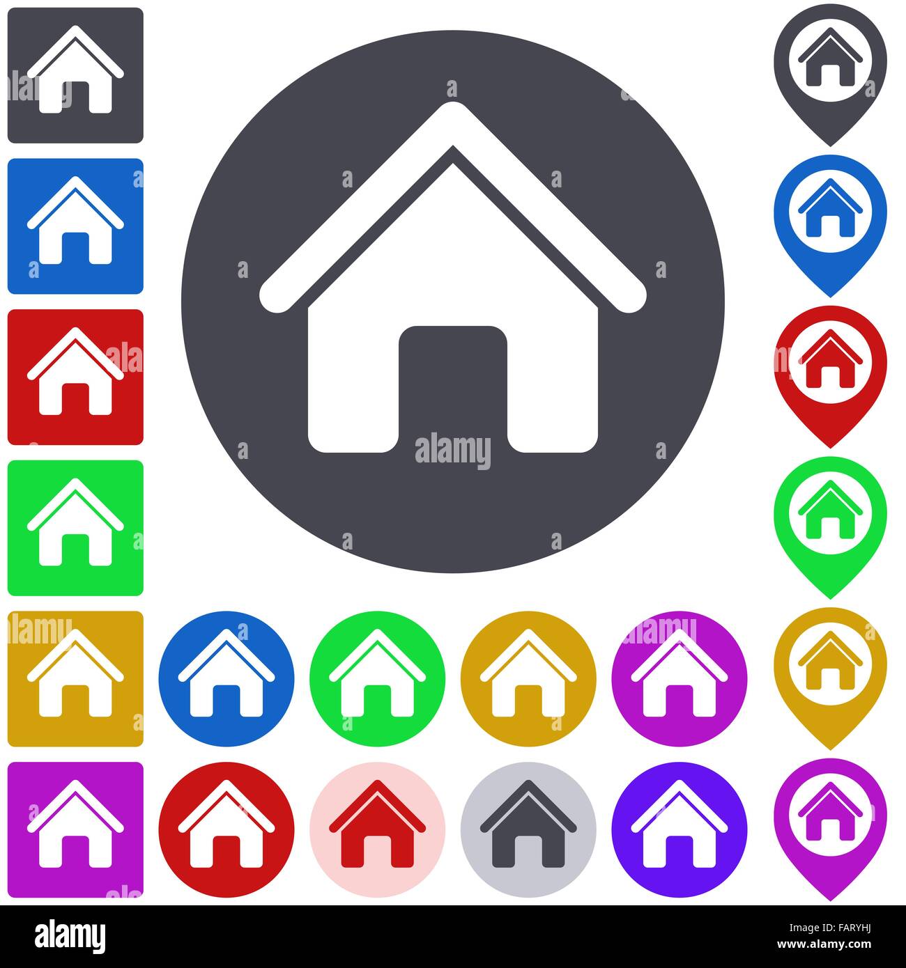 Color home icon set Stock Vector Image & Art - Alamy