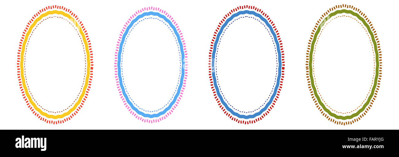 An Illustration Collection of Color Retro Round And Oval Labels in ...