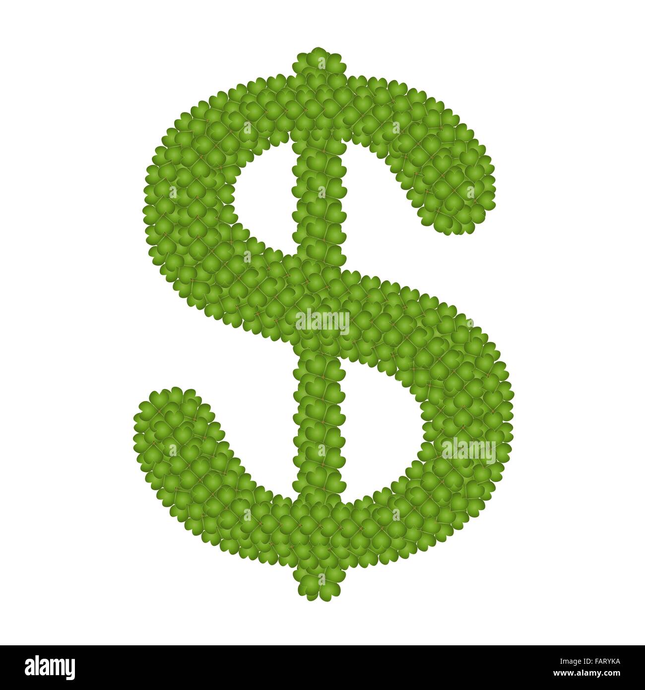 Ecology Concept, Fresh Green Four Leaf Clover Forming Dollar Symbol ...