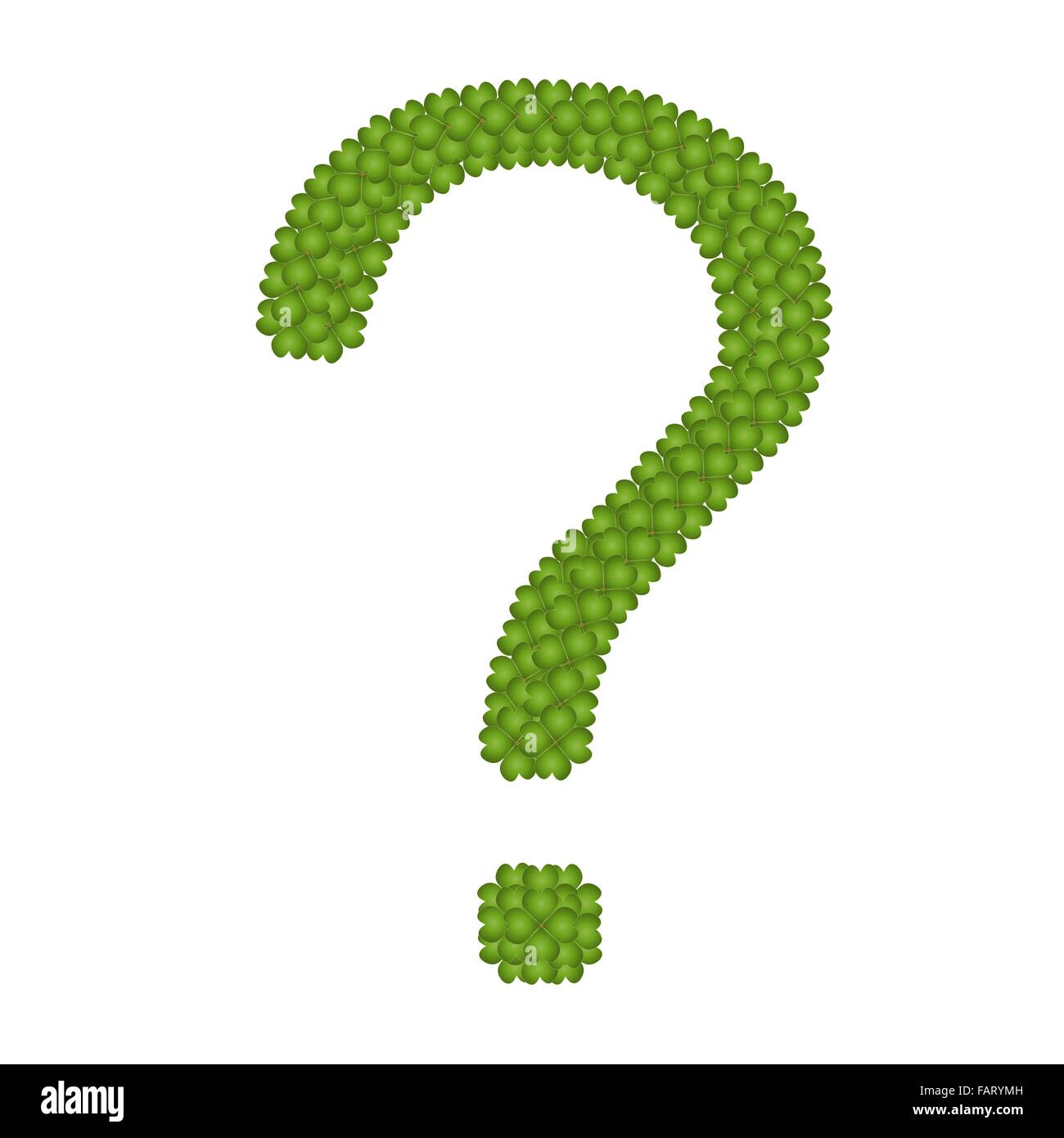Ecology Concept, Fresh Green Four Leaf Clover Forming Question Mark or ...