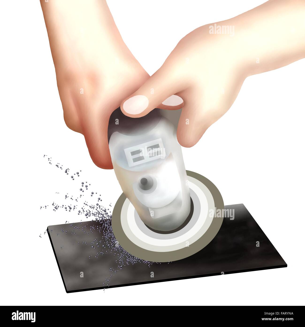 Hand Drawing of Metal Worker Uses Electric Angle Grinder Grinding on ...