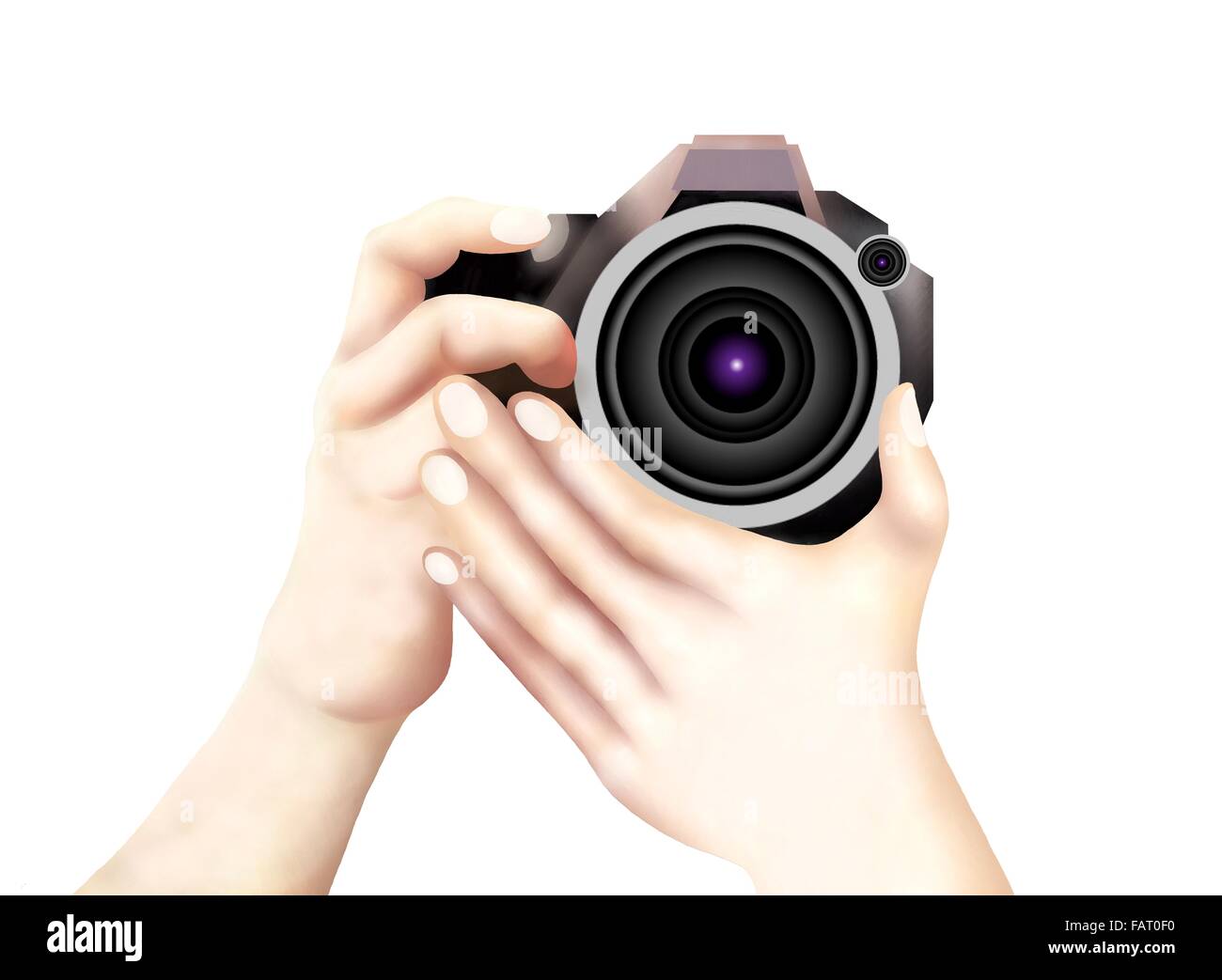 Hand Drawing of Professional Photographer Taking Pictures with A DSLR ...