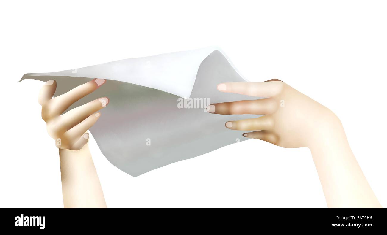 Hand Drawing, Human Holding and Reading A Sheet of Paper Isolated on ...
