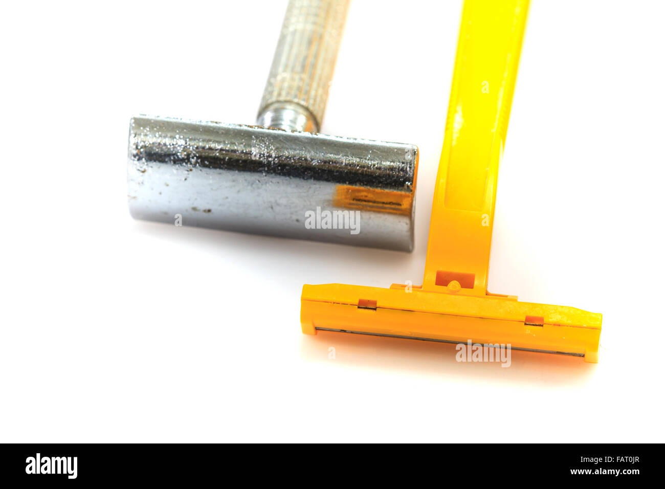 close up shaving razor on white background Stock Photo - Alamy