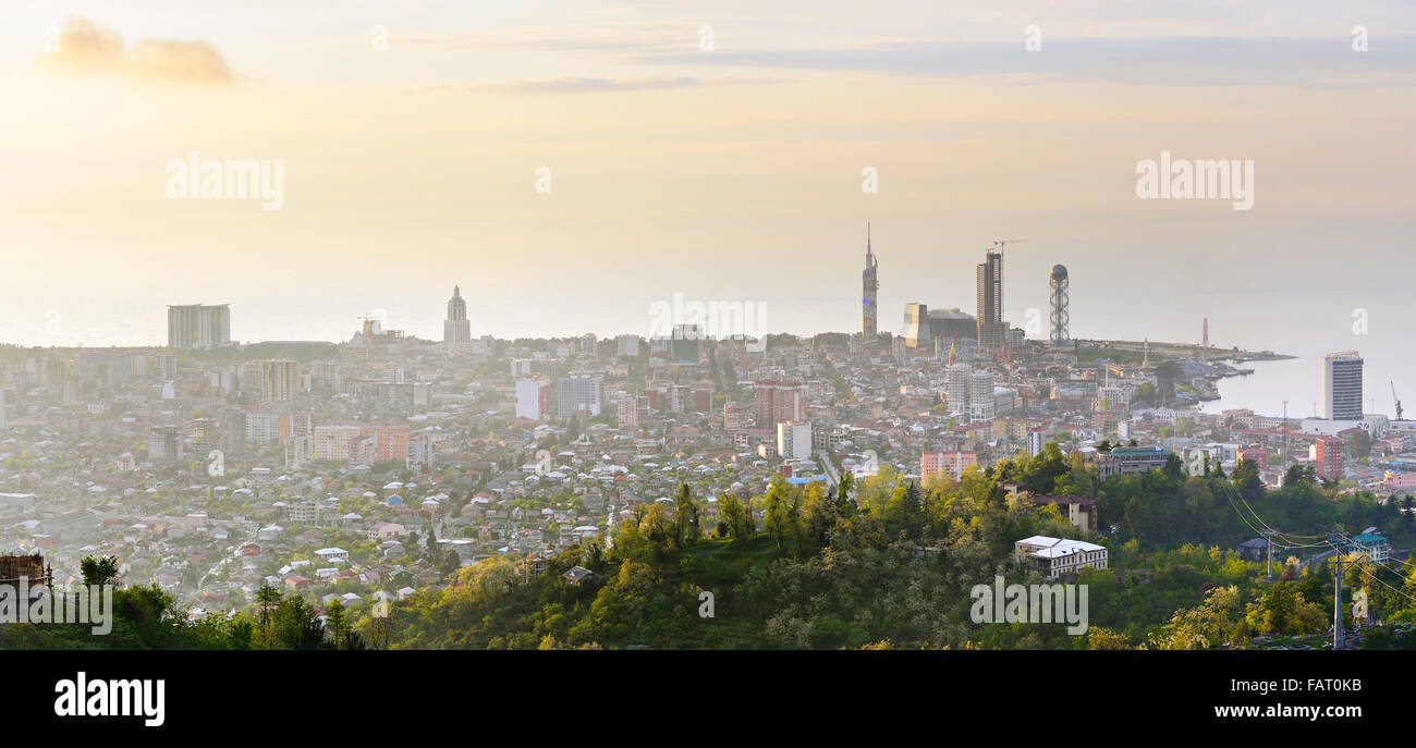 Skyline of Batumi city from viewpoint at sunset. Georgia Stock Photo ...
