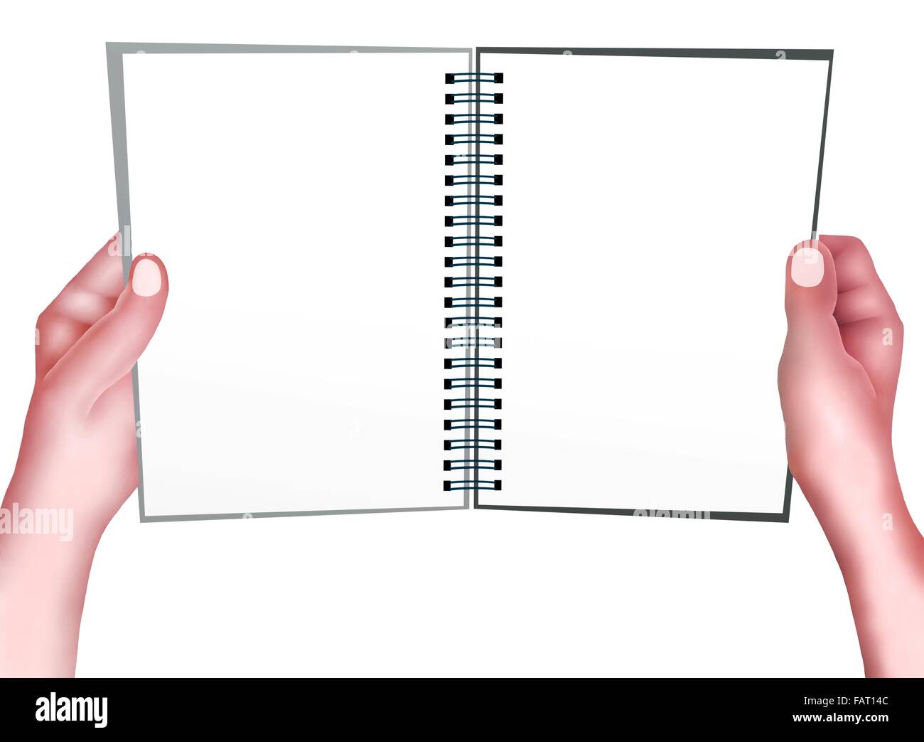 Hand Drawing, Person Open A Yellow Spiral Bound Notebook with Copy ...