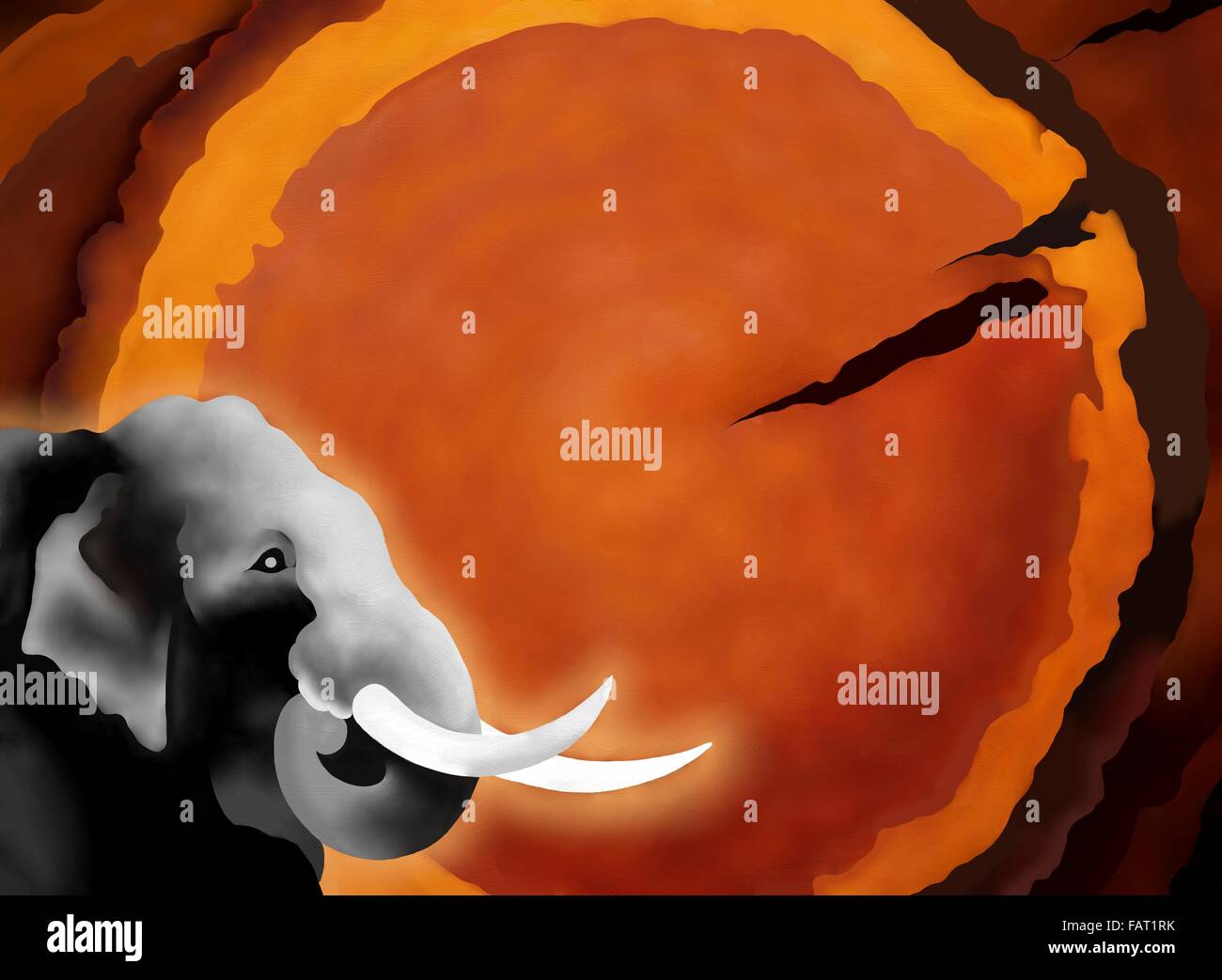 Hand Drawing of Working Elephant, Benefit Animal to The Transport of ...