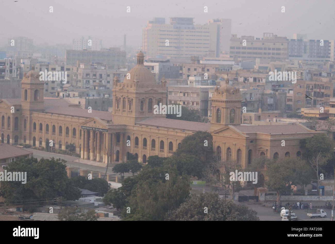 Fog covers the horizon of Karachi during morning of winter season on Monday, January 04, 2016 ...
