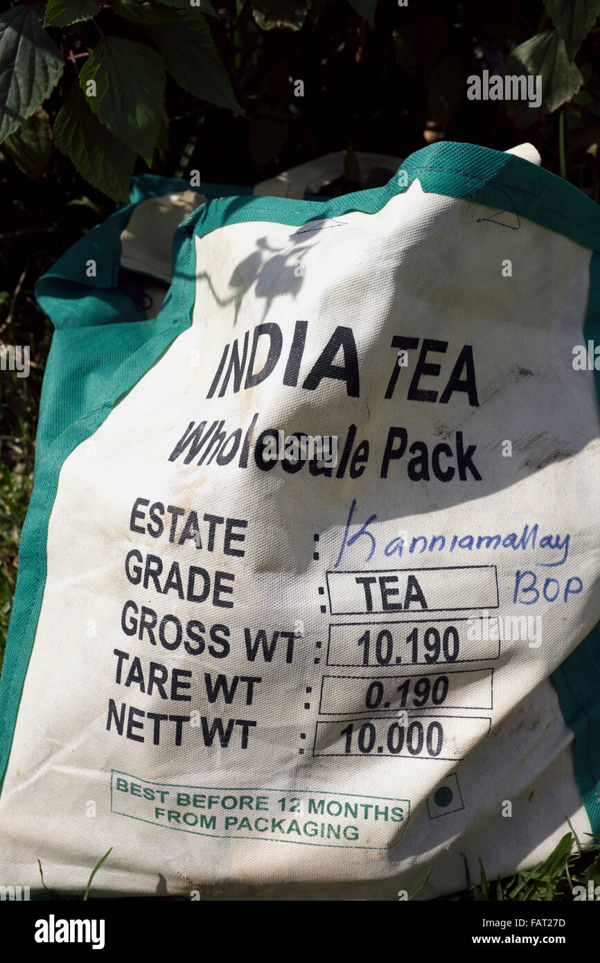 Wholesale sack of Indian tea, Kannamallay, Kerala, India Stock Photo ...