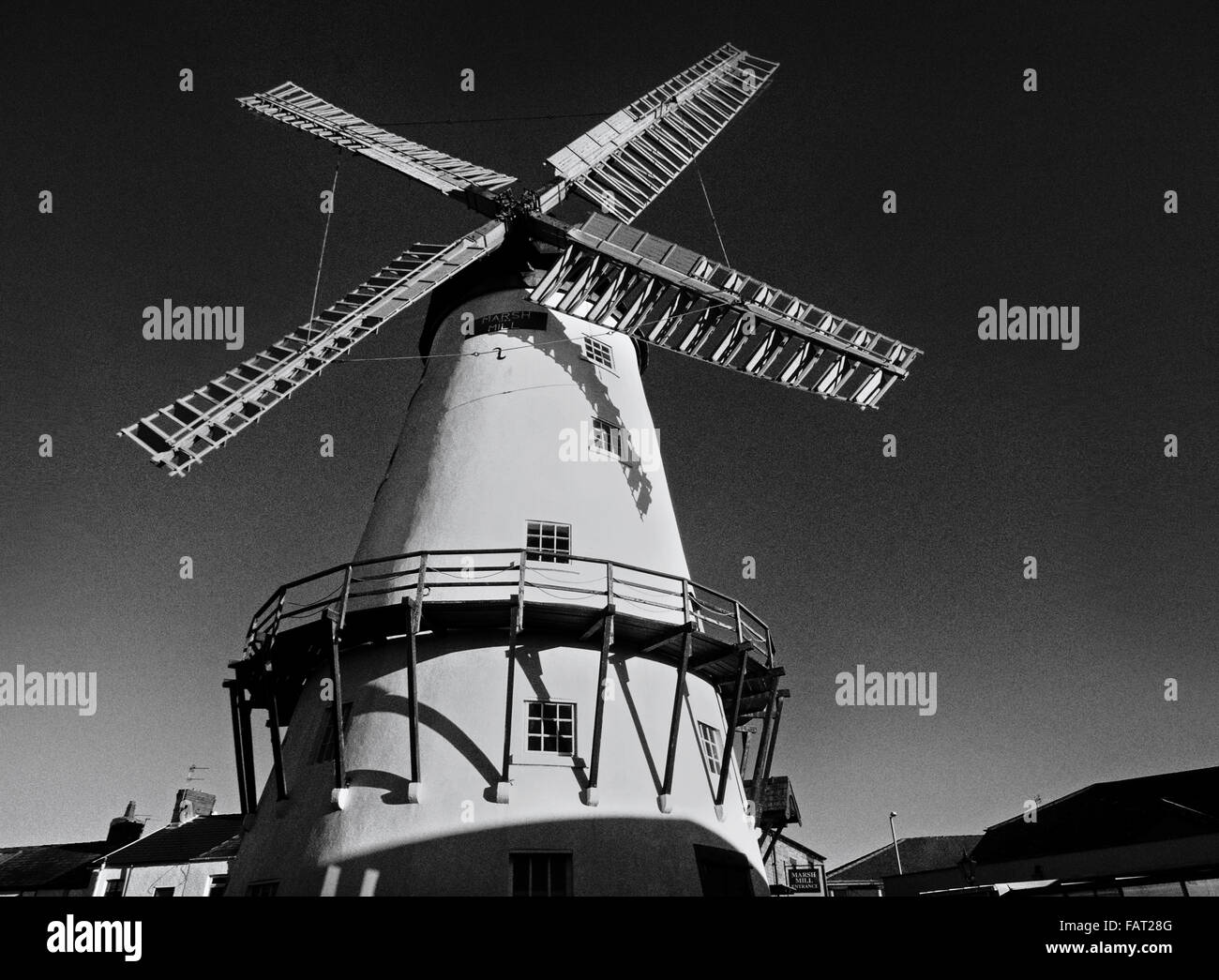 under the windmill (a monochrome rendition with high contrast Stock ...