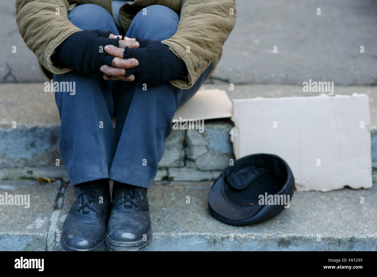 Senior-aged old bum asking for money Stock Photo - Alamy
