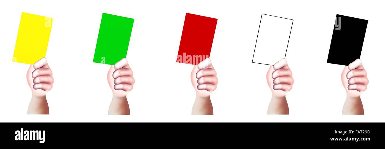 Hand Drawing, A Hands of Person Holding A Card of Yellow, Green, Red ...