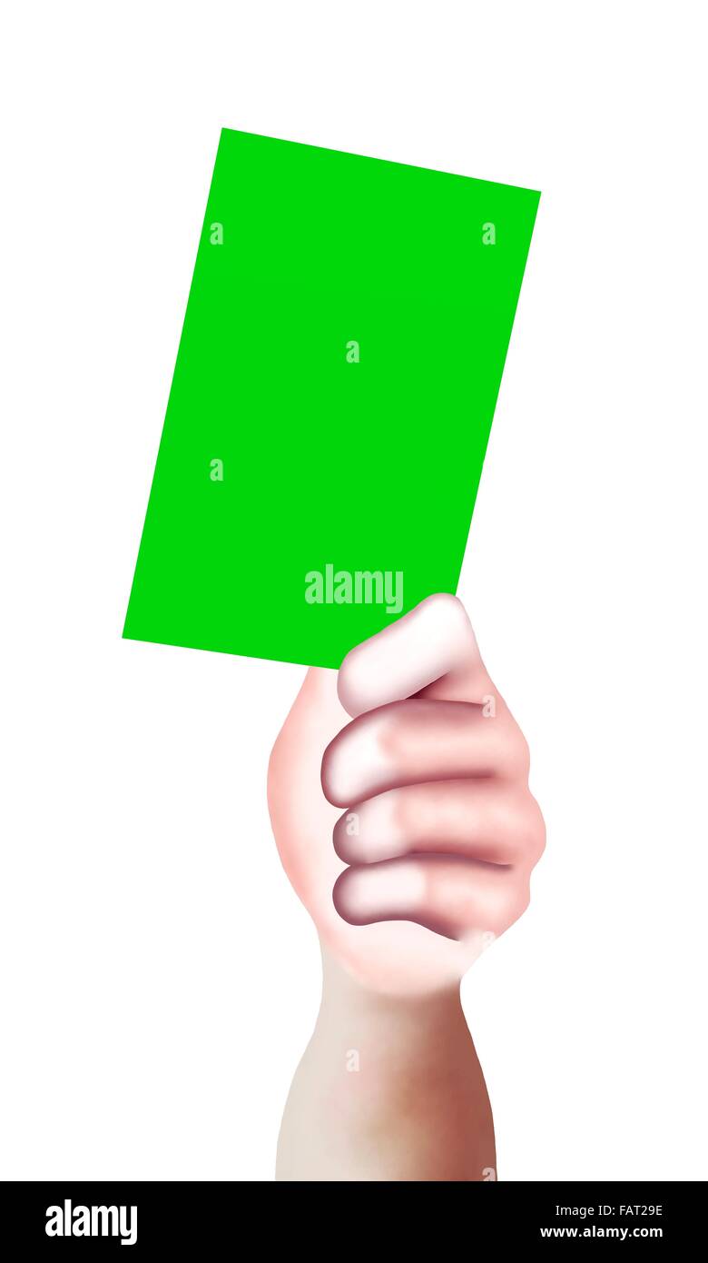Hand Drawing, A Hand of Person Holding A Green Card with Copy Space for ...