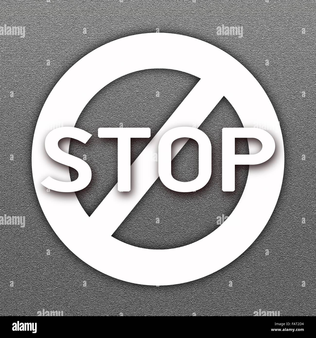 The No Sign or Forbidden Sign and Word "STOP" Painted On A Road Surface ...