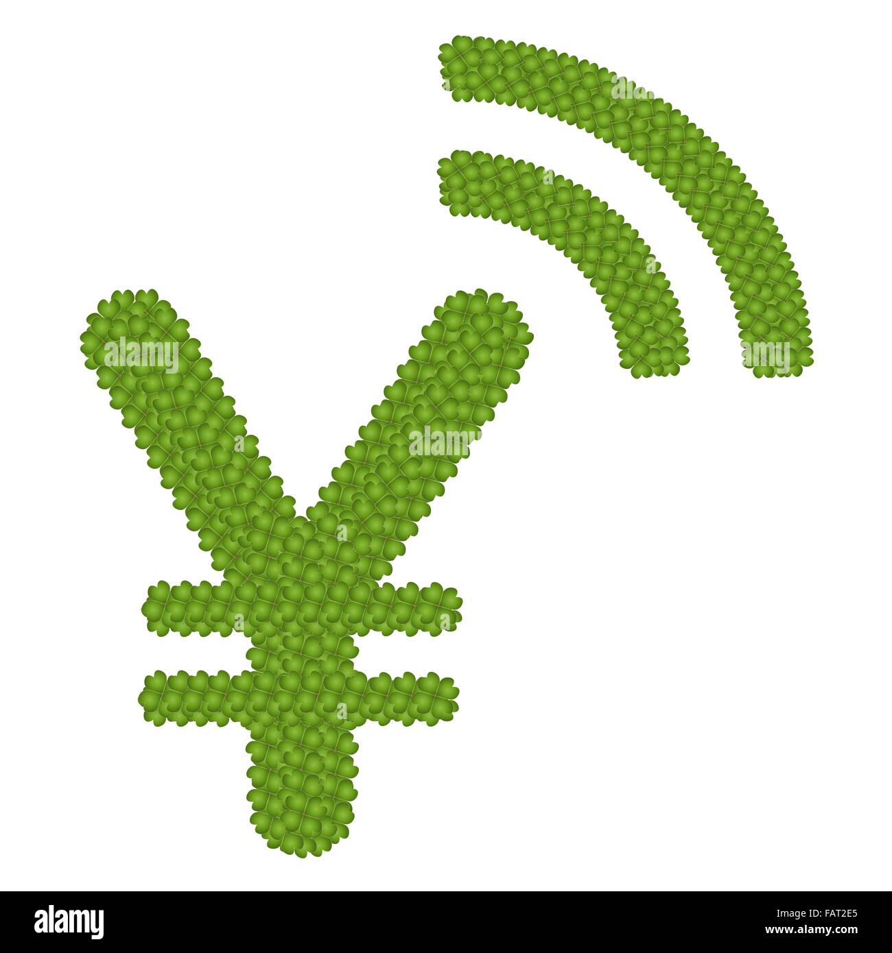 Ecology Concept, Fresh Green Four Leaf Clover Forming Yen Symbol or ...