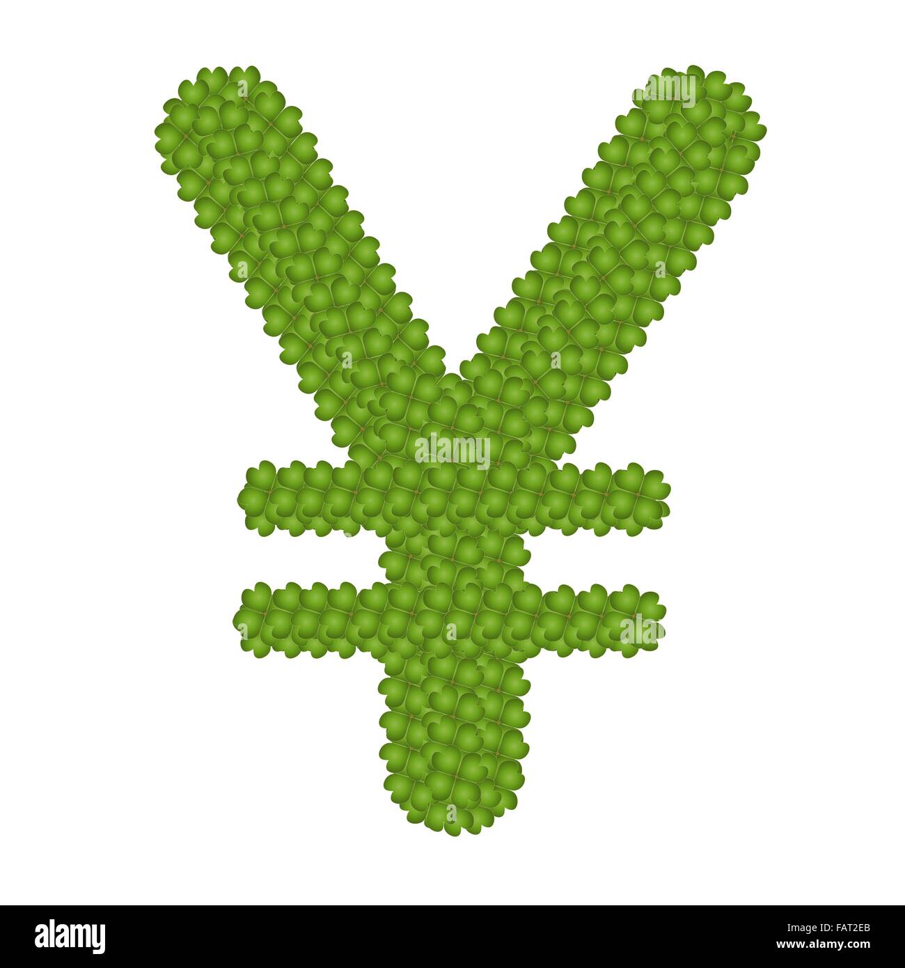Ecology Concept, Fresh Green Four Leaf Clover Forming Yen Symbol or ...